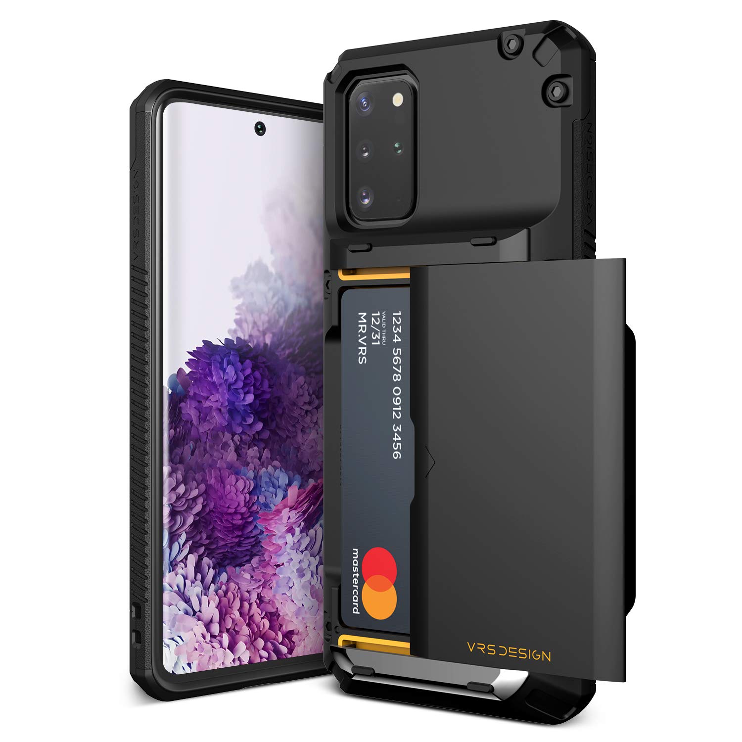 VRS DESIGN Damda Glide Pro Phone Case for Samsung Galaxy S20 Plus, with [4 Cards, Semi Auto] Premium Sturdy Credit Card Slot Wallet for Samsung Galaxy S20 Plus 5G Case 6.7"(2020) Black