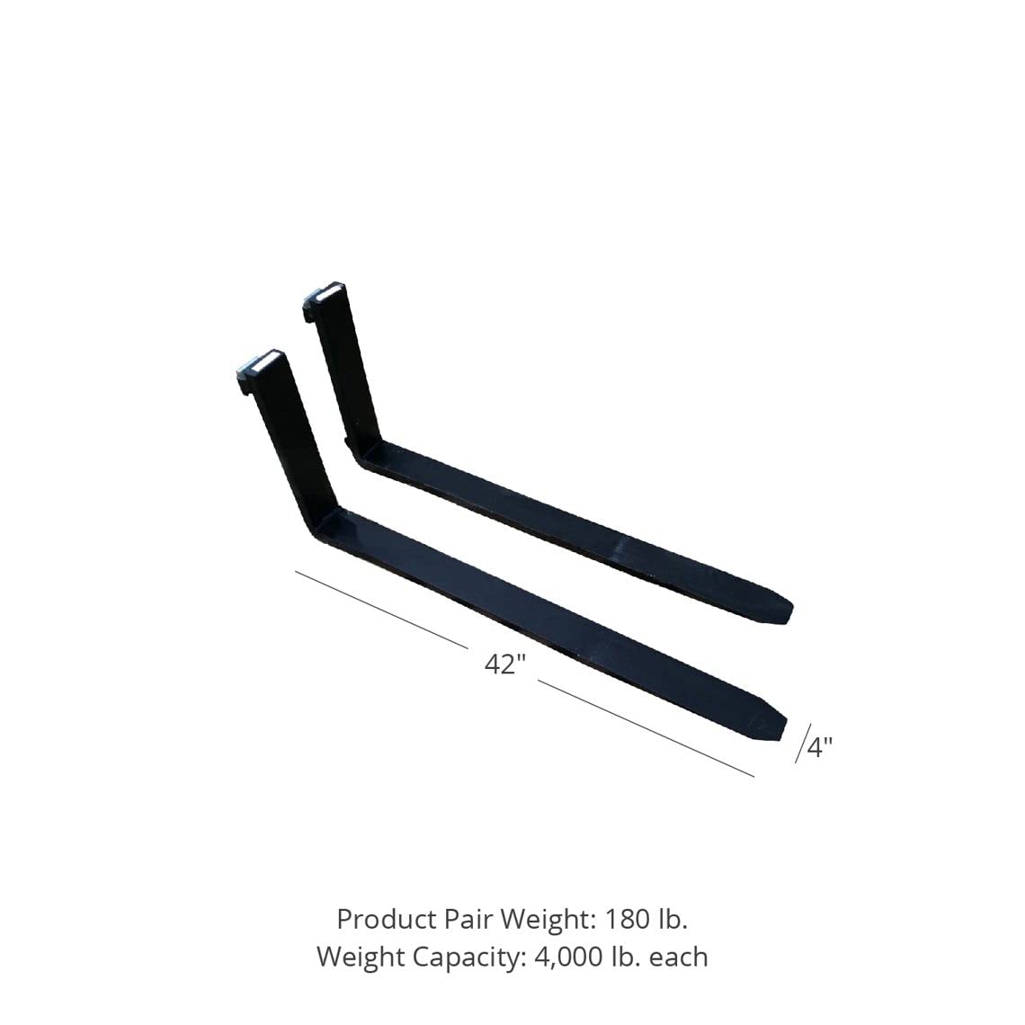 Titan Attachments 42" Pallet Fork Blades, 4,000 LB Load Capacity, Class II Forklift Blades
