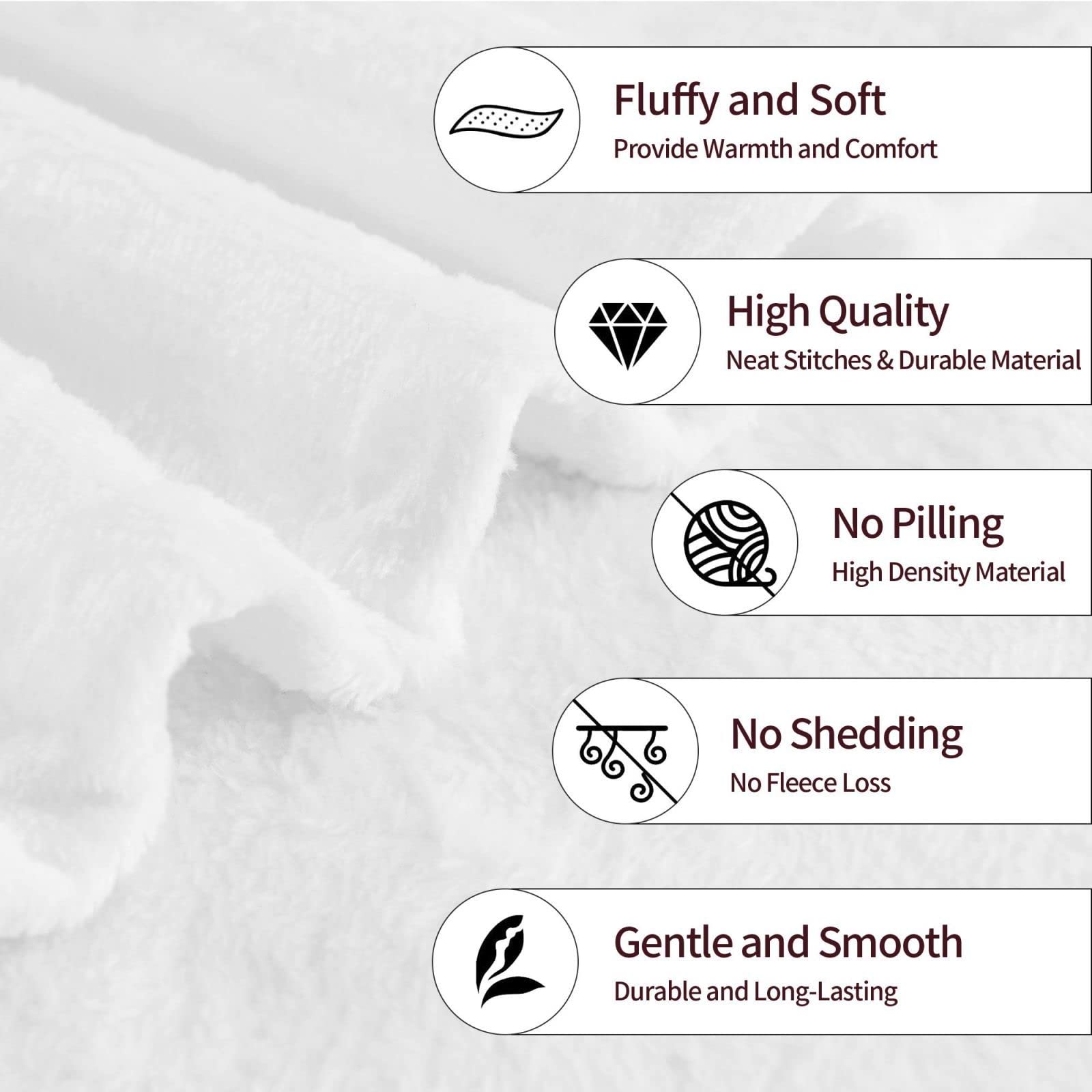 Ultra-Soft Warm Cozy Fleece Throw Blanket, Smooth Fuzzy Flannel Plush Blankets for Bed Sofa Home Decor Gift 60"x50"