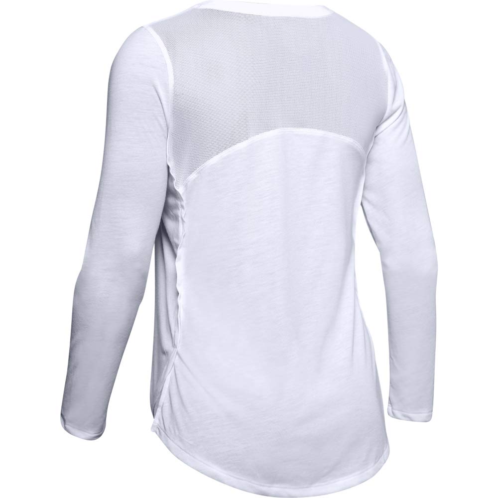 Under Armour Whisperlight Mesh Long-sleeve Shirt, White (100)/Metallic Silver, X-Small