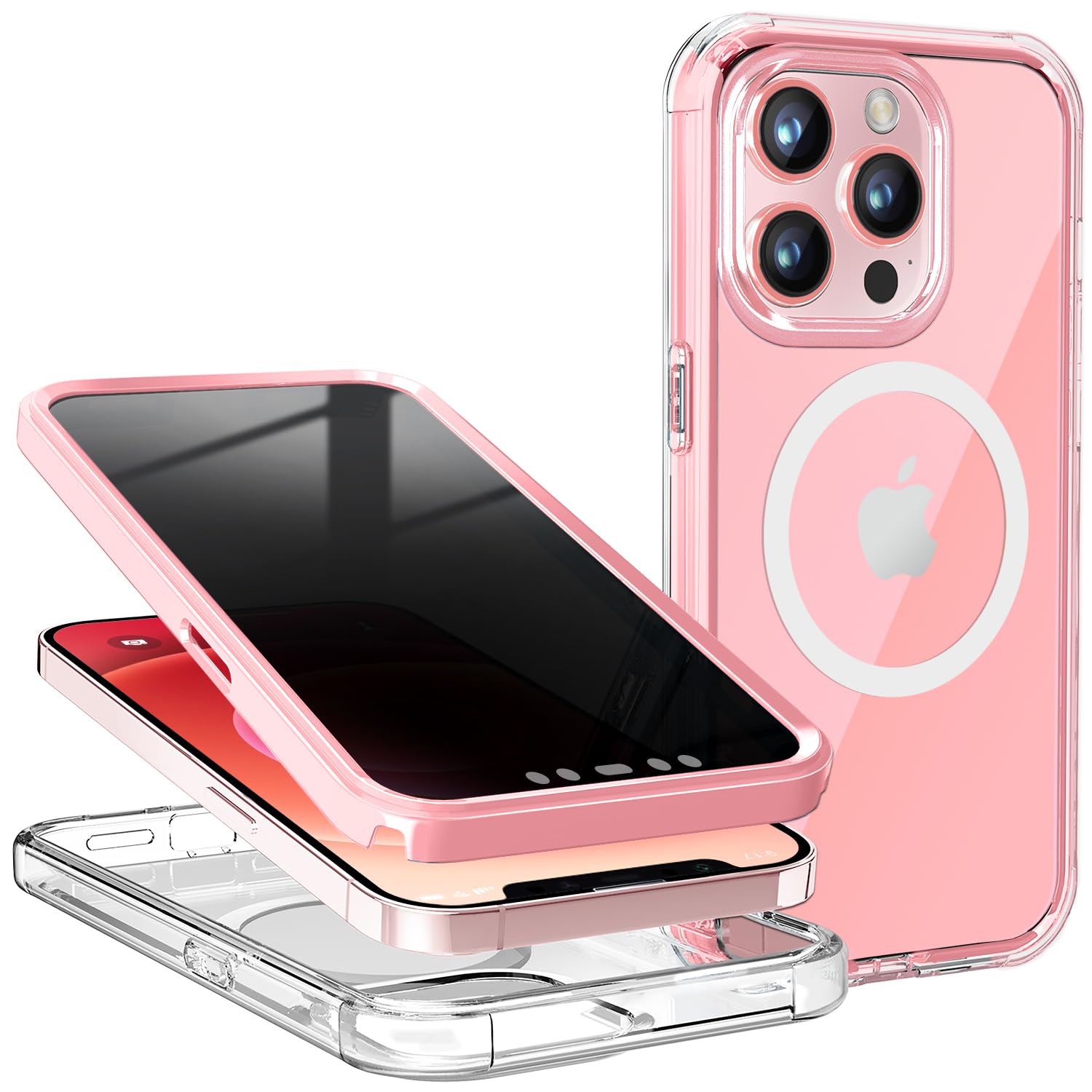 Privacy Case for iPhone 13 Pro Max,[100% Screen Sensitivity][with Anti Peep Screen Protector][Full Body Protection] Compatible with MagSafe Double Sided Magnetic Case for iPhone 13 Pro Max