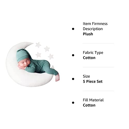 Tee-Mo Newborn Photography Posing Pillow Crescent Moon Pillow Star Pillows Posing Beans Moon Pillow Stars Set DIY Newborn Professional Photography Prop (A-White)