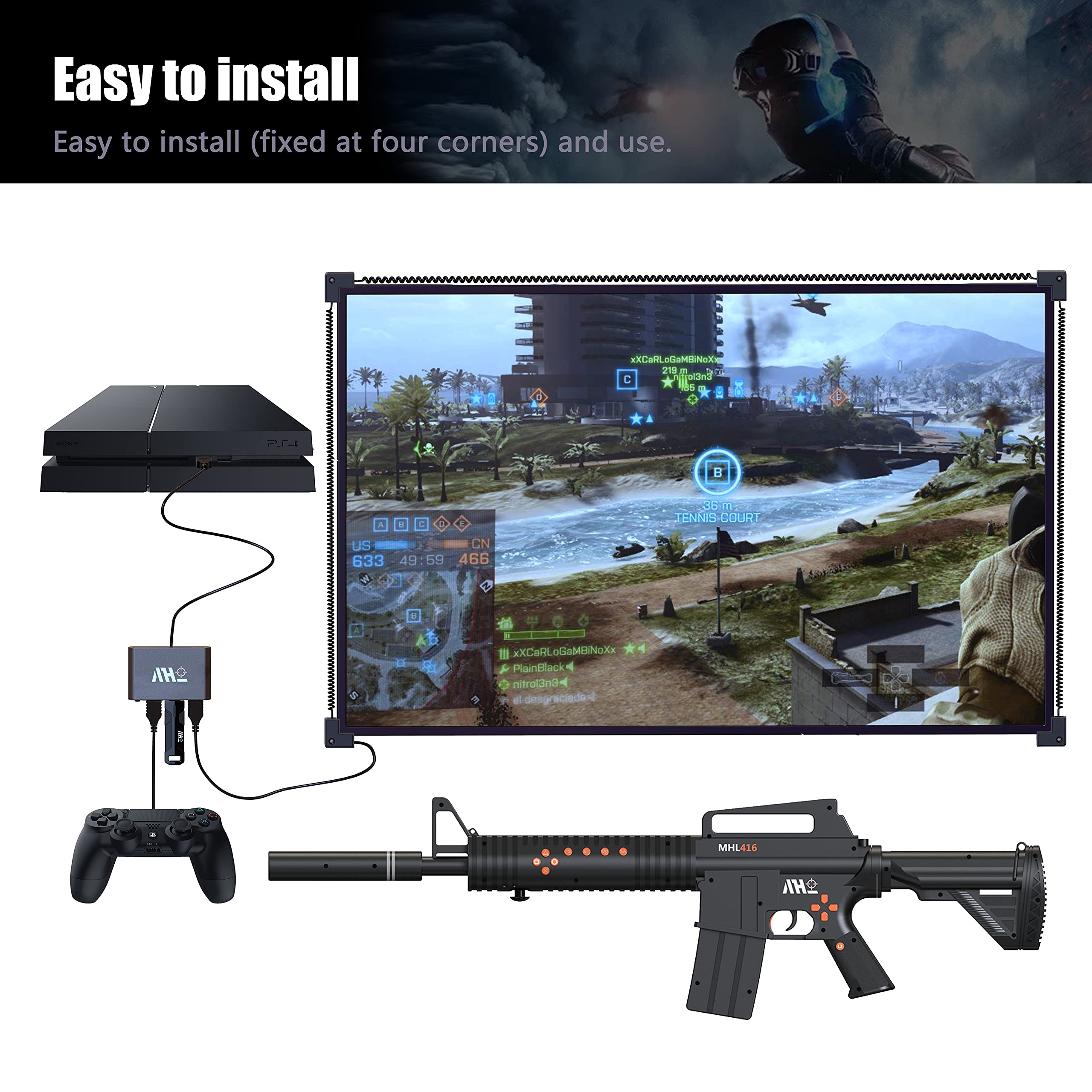 Wireless Game Controller Xbox Gun Standard Controller Compatible with PS-4 Pro,Gamepad Joystick Controller for Playstation 4 Sensitive control handle Shooting Game Lovers Perfect Gifts