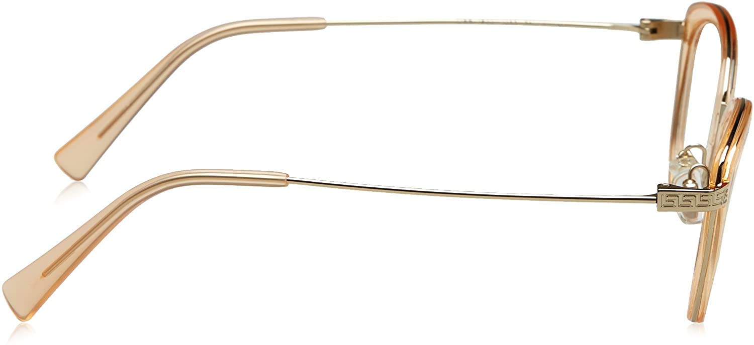 Versace VE 1244-1406 Eyeglasses, Pale Gold/Orange Transparent w/Demo Lens, 53mm