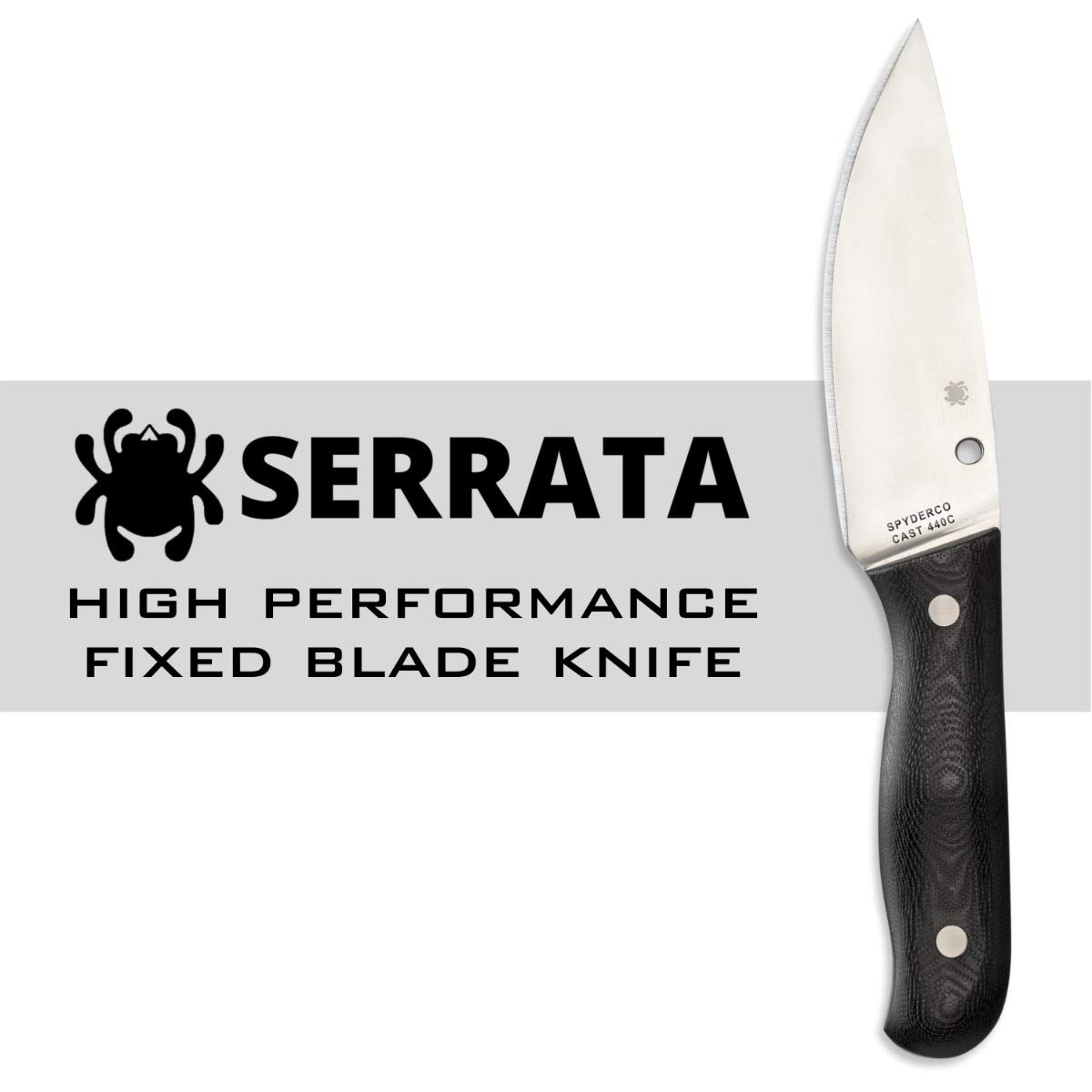 Spyderco Serrata Fixed Blade Knife with 4.63" Cast 440C Stainless Steel Blade and Premium Custom-Molded Boltaron Sheath - PlainEdge - FB32GP