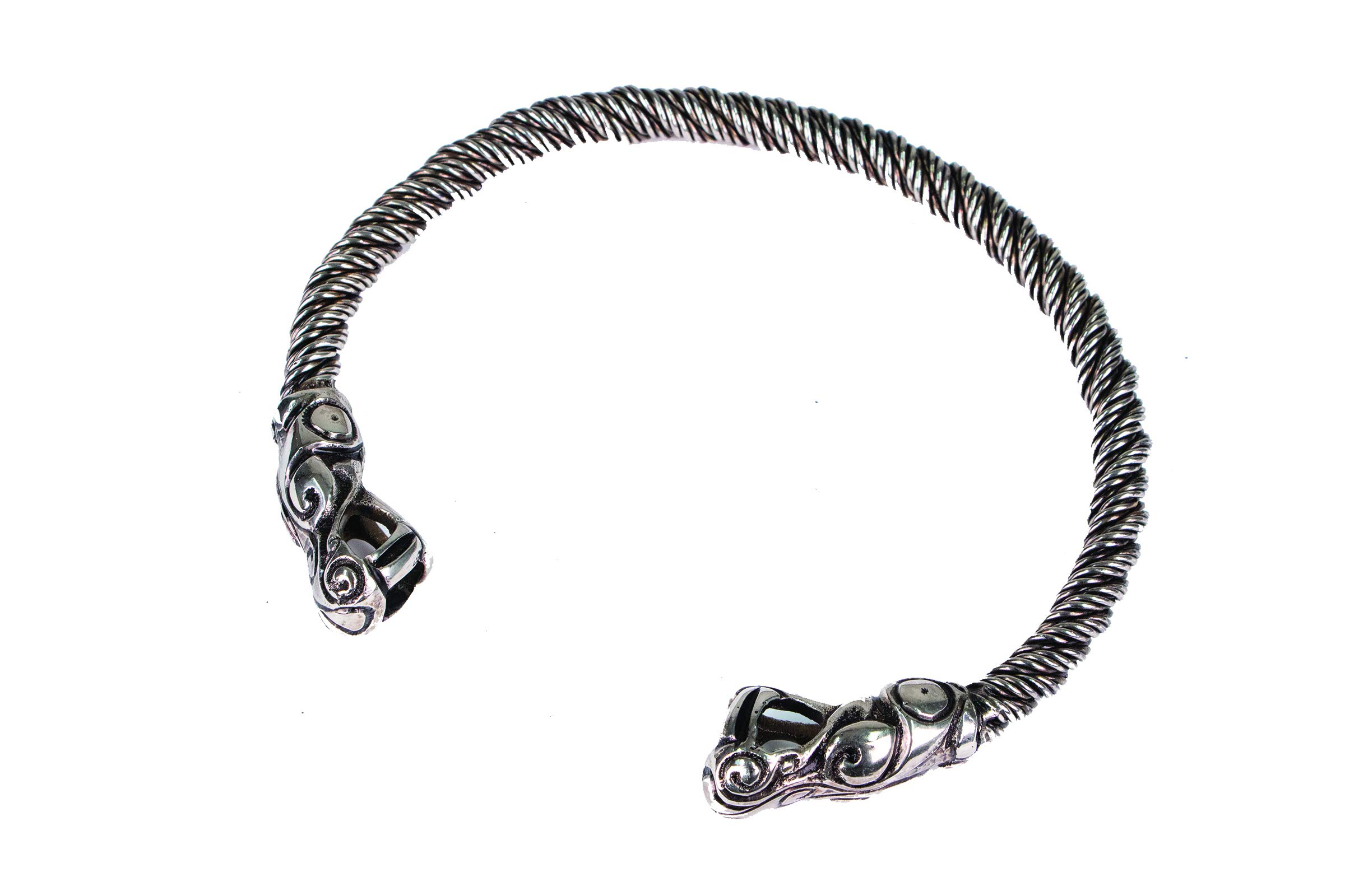 Windlass Hand Crafted Viking Dragon Neck Torc Heavy Spiral Braid for Men & Women Strong Flexible with Dragon Terminals (Antique Brass)