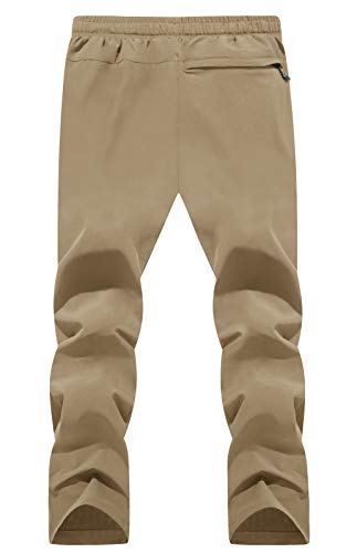 TACVASEN Men's Quick Dry Performance Pants for Hiking Camping Running Cycling Khaki, 34