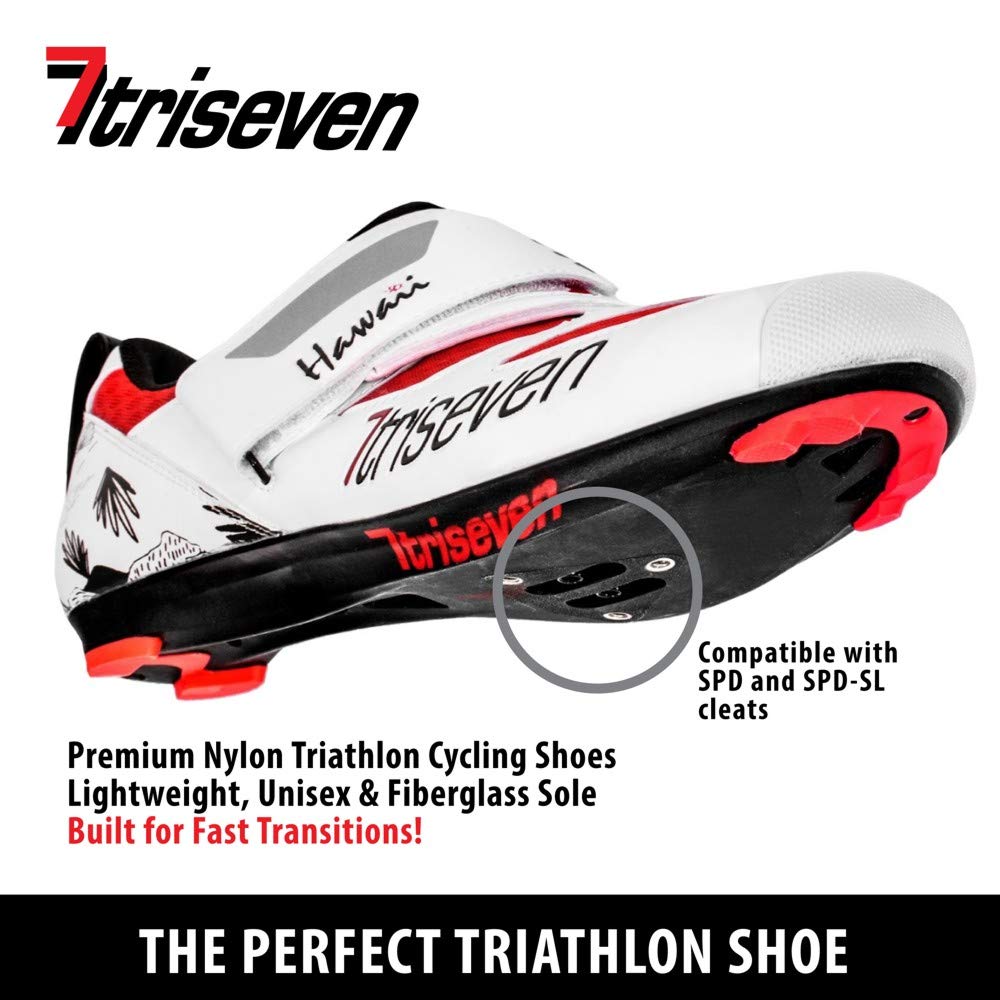 TriSeven Premium Nylon Triathlon Cycling Shoes | Lightweight, Unisex & Fiberglass Sole (10,Fluo)