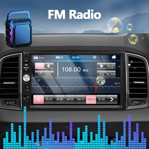 UNITOPSCI Double Din Bluetooth Car Stereo HD 7 Inch Touch Screen with Backup Camera, Mirror Link FM Radio Aux/USB/TF Input Car MP5 Player+ Remote Control