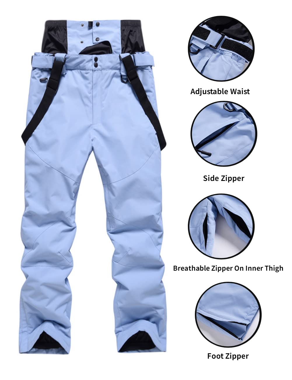 Women's Winter Skisuit Waterproof Windproof Ski Jacket and Pant Insulated Snowsuit Snowboarding Coat 2022(Black-A,Large)