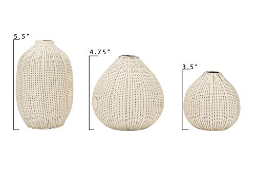 White Stoneware Vases with Textured Black Polka Dots (Set of 3 Sizes)