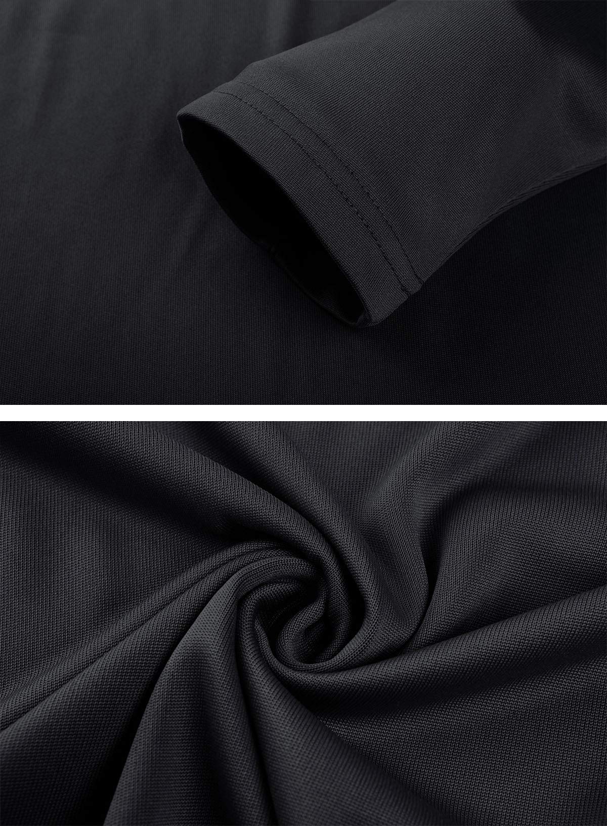 TACVASEN Men's Athletic Shirts Long Sleeve Workout Hiking Golf Polo Active Shirt Black L