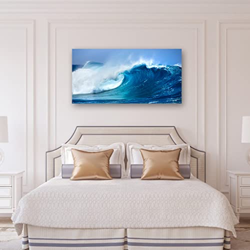 tigeridge Sea Wave Canvas Wall Art for Living Room Wall Decor Great Ocean Wave Canvas Pictures Blue Surfing Water Canvas Prints Artwork Office Home Wall Decorations Framed Ready to Hang 20" x 40"