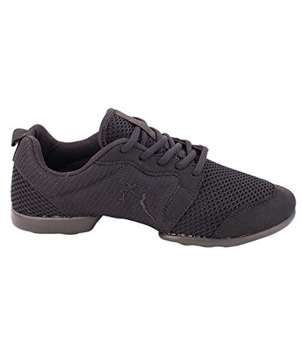 Very Fine Unisex Dance Sneakers - VFSN024 and Foldable Brush Bundle - Black - 10 Women/9 Men