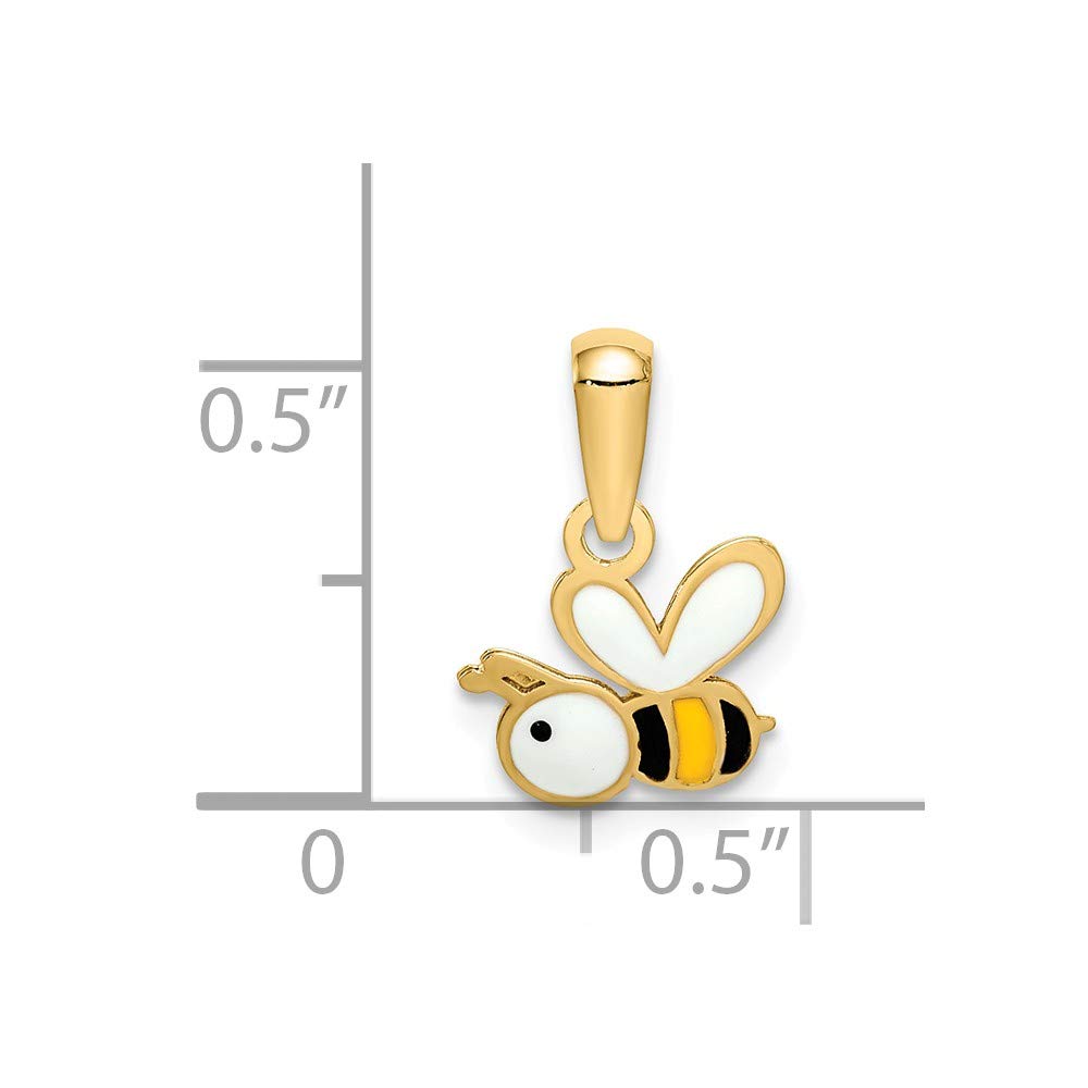 Solid 14k Yellow Gold Enamel Bumble Bee Pendant Charm