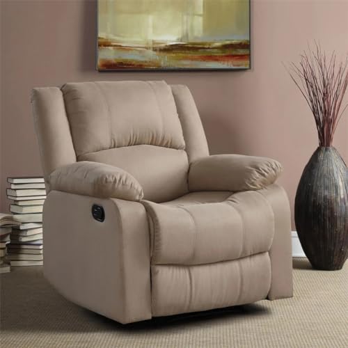 Sofas Standard Push Back Recliner, Beige Microfiber Sofa Couch Chair