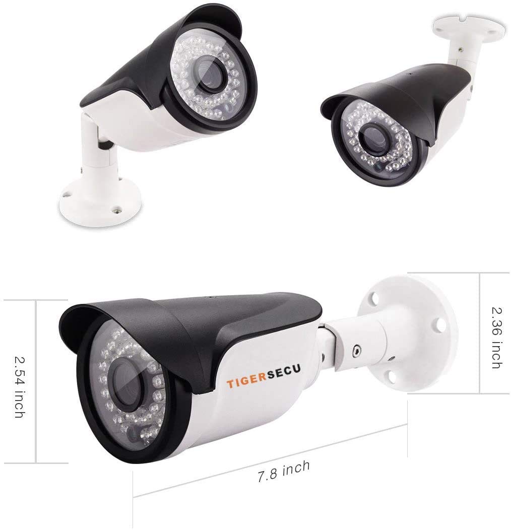 TIGERSECU Super HD 1080P Hybrid 4-in-1 Security Camera with OSD Switch, for TVI/CVI/AHD/D1 DVR, Weatherproof for Indoor/Outdoor Use (Power Supply and Coaxial Cable Sold Separately)