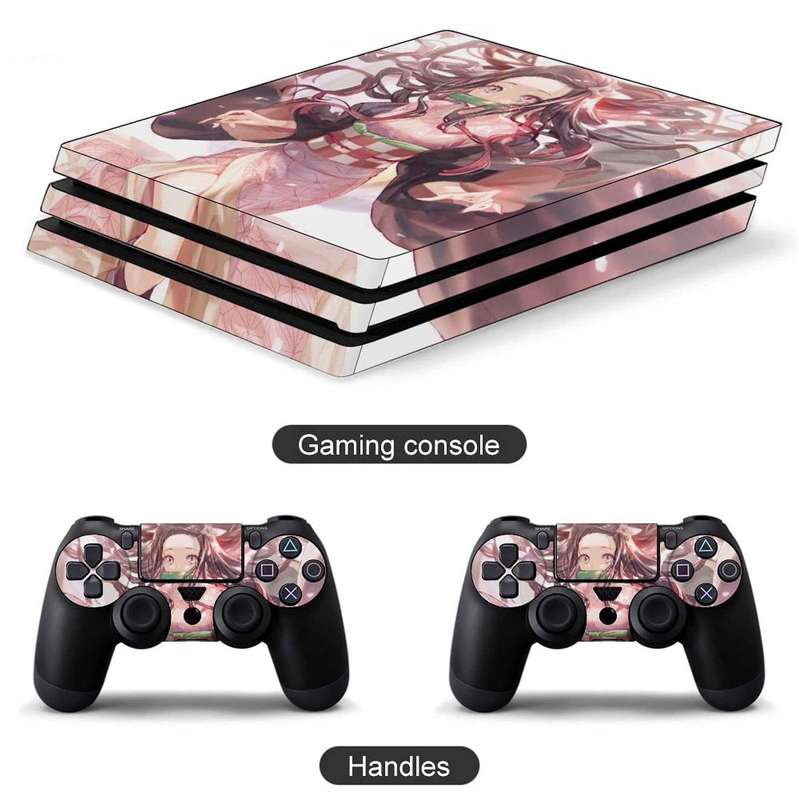ZHENGJC Kimetsu No Yaiba_Kamado Nezuko PS4 Controller and Console Skin Sticker Protective Cover Wireless/Wired Gamepad Full Body Vinyl Decal white-style-9 for Pro