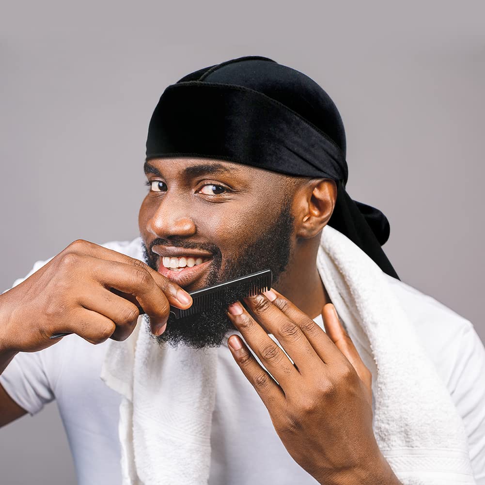 Velvet Men Durag –Premium Durag Cap Headwraps (2PCS) with Extra Long Tail and Wide Straps for 360 Waves