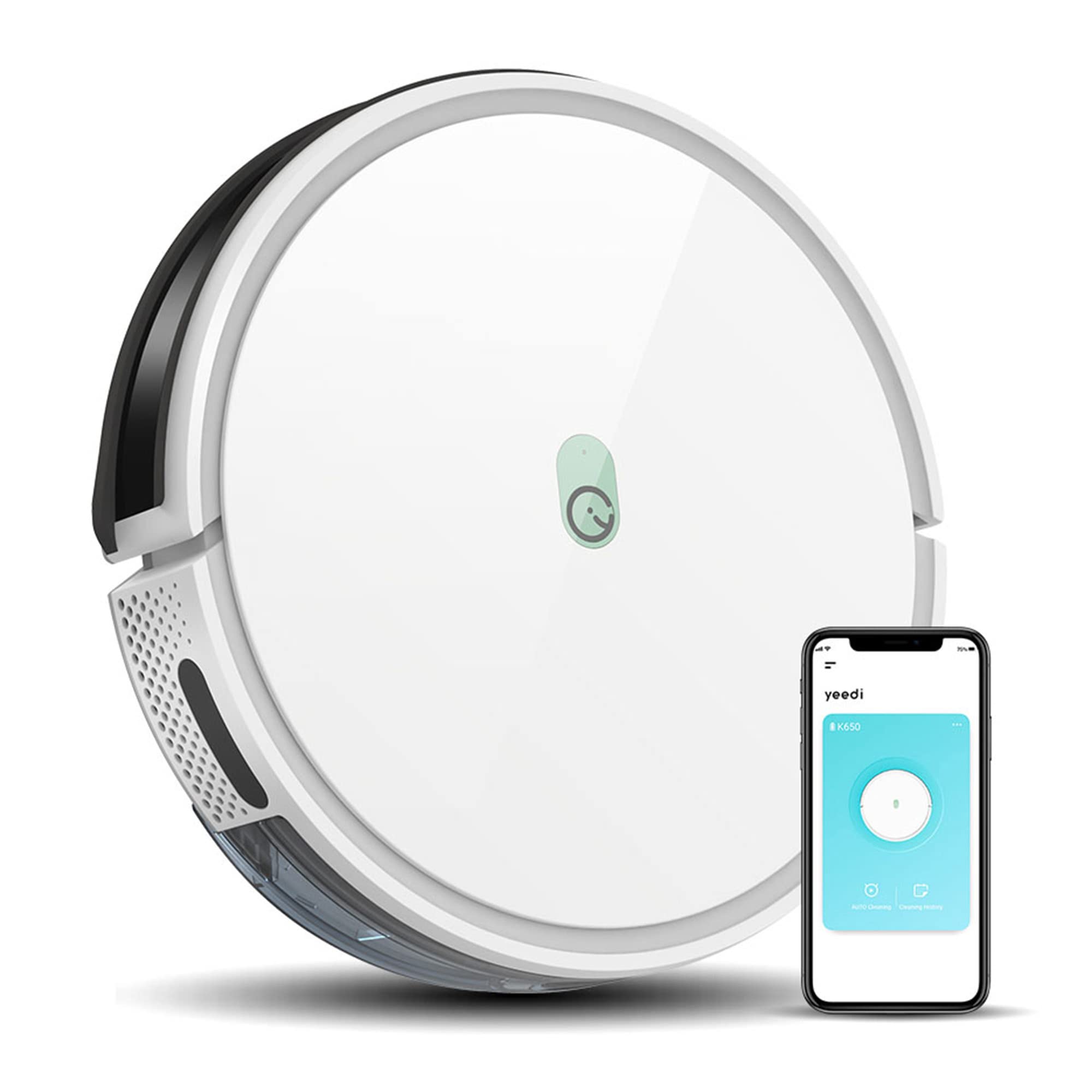 Yeedi k650 Robot Vacuum, with 2000Pa Wi-Fi Robotic Vacuum Cleaner with The 800ML Biggest Dustbin and Tangle-Free Brush, 3 Modes, Self-Charging, Compatible with Boundary Strips
