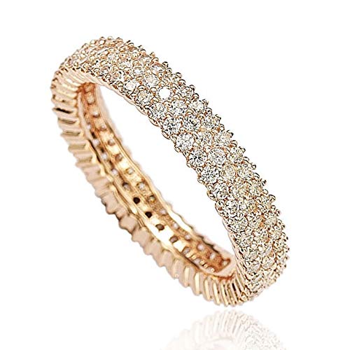 Suzy Levian Rosed Sterling Silver Micro-Pave White Cubic Zirconia Eternity Band (7.5)
