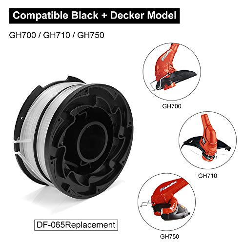 V VONTOX Dual String Trimmer Replacement Spool, Suitable for Black+Decker GH710 GH700 GH750, (36FT/ 0.065 in+11M/1.65MM Replacement Line Spool) (4 Pack)