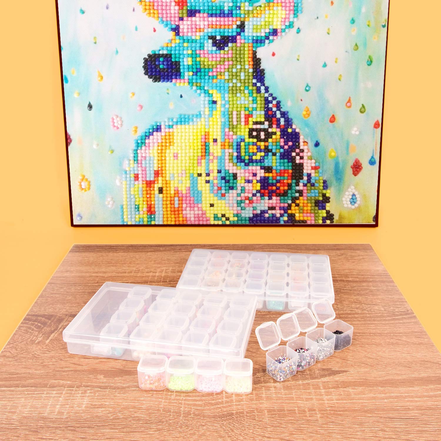Vumdua 6 Pack Diamond Embroidery Box, 28 Grids Plastic Bead Storage Case Containers Diamond Painting Accessories Tool for DIY Art Craft