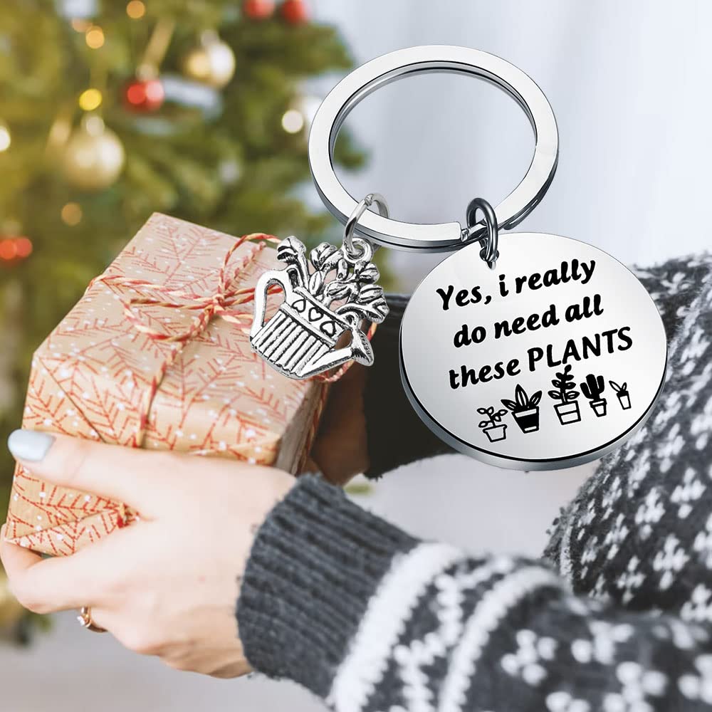TIIMG Houseplant Lover Gift Plant Lady Keychain Gardener Gift Green Garden Lover Gift (i really need PLANTS)