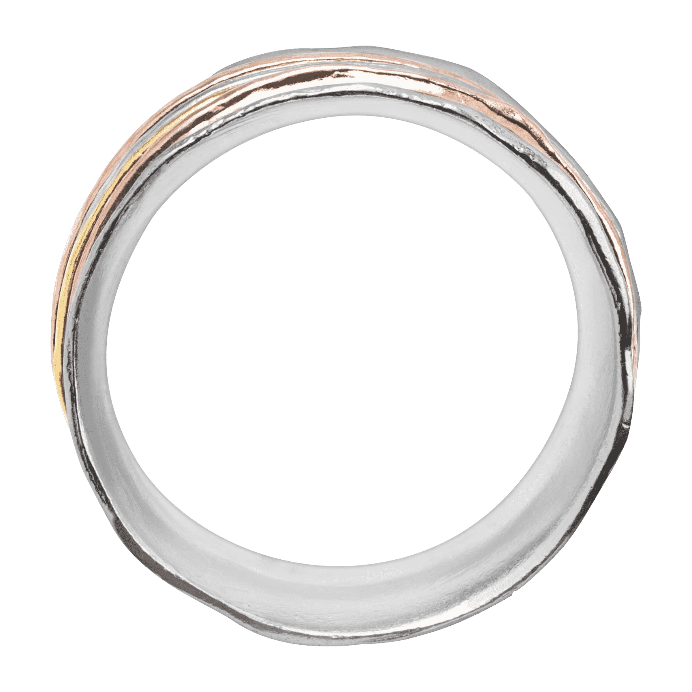 Silpada 'Gold Rush' Fidget Spinner Ring in Sterling Silver & 18K Yellow & Rose Gold Plate, Size 9