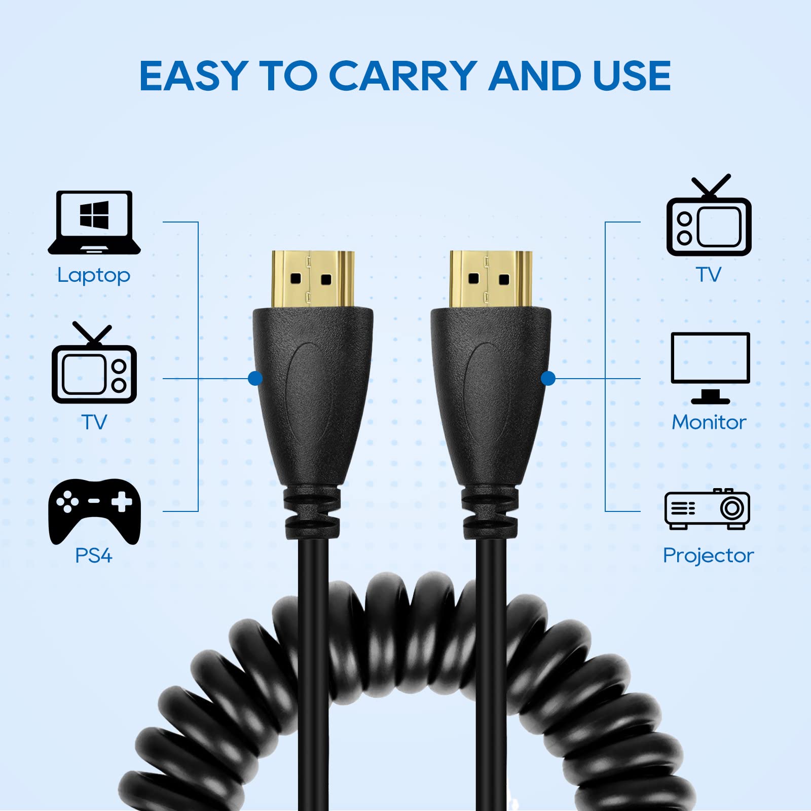 UCEC 11.81"/30cm Coiled Micro HDMI to Mini HDMI Cable for Atomos Ninja Star Tablets Cameras