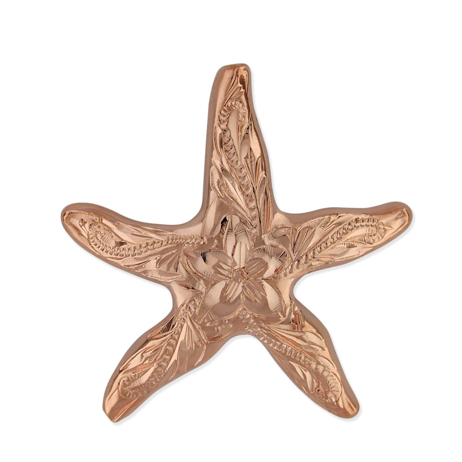 Sterling Silver with Rose Gold Tone Overlay 1 Inch Engraved Starfish Pendant