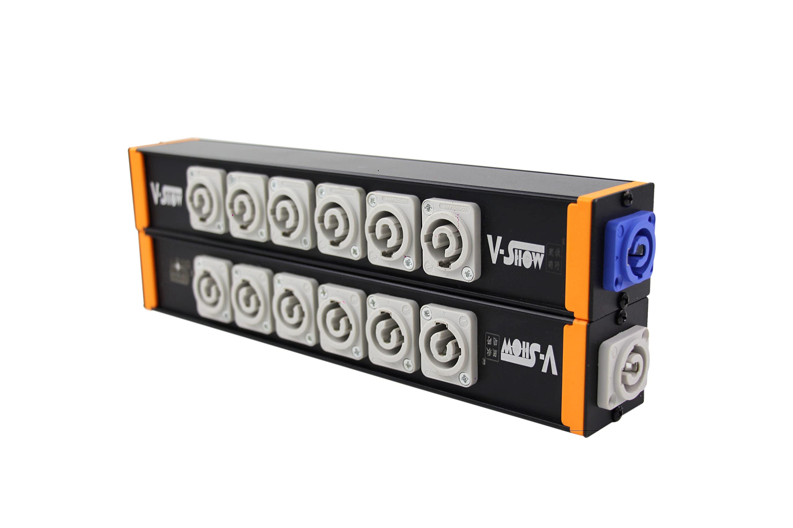 V-Show 6 Port Powercon Power Distribution Output Box, Black Stage Light Accessory (1pc