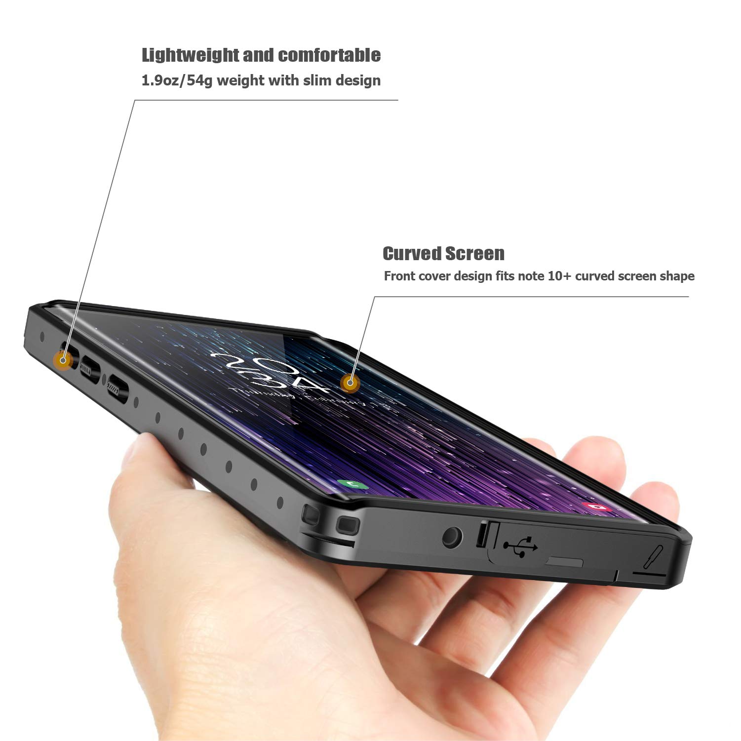 SPIDERCASE for Samsung Galaxy Note 10+ Plus Waterproof Case, Built-in Screen Protector Fingerprint Unlock with Film, Shockproof Full Body Case for Samsung Galaxy Note 10+ Plus 5G 2019, Blue/Clear