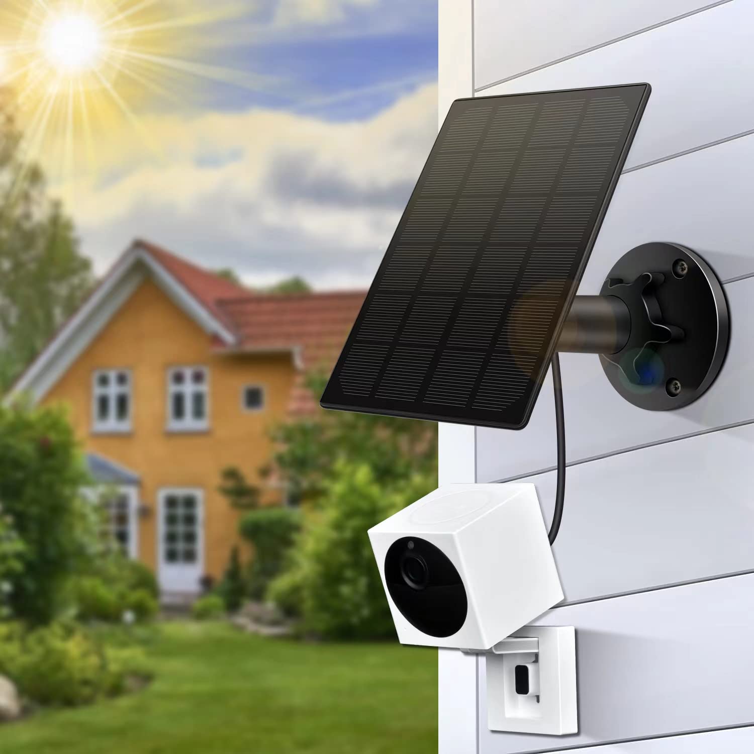 Solar Panel for Security Camera,5V 3.5W USB Solar Panel Compatible with Rechargeable Battery Powered Camera, IP65 Waterproof Continuous Solar Power for Wyze cam Outdoor, 9.8ft Charging Cable (White)
