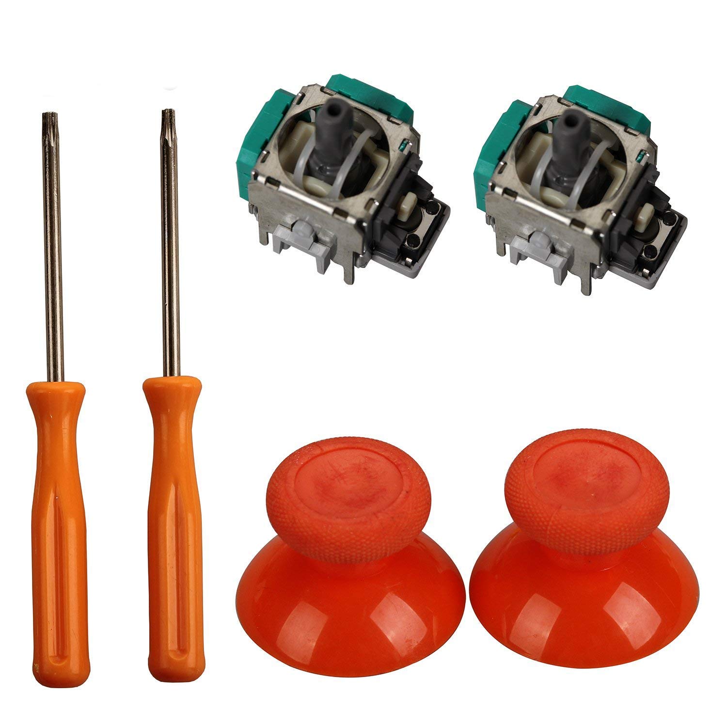 Timorn 2pcs Replacement Thumbsticks Joysticks Swap and 2pcs Wireless Controller Rocker with T8 T10 Torx Screwdriver Repair Kits Parts for Xbox One Controller