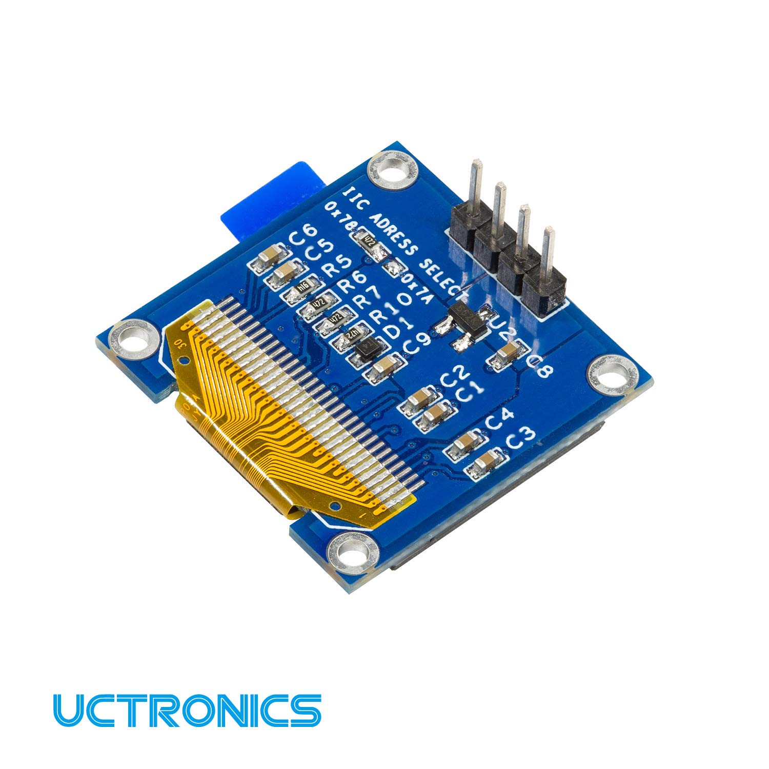UCTRONICS 2 Pack 0.96" OLED Display Module for Arduino, 12864 128x64 Pixel SSD1306 I2C Serial Mini Screen, Yellow and Blue