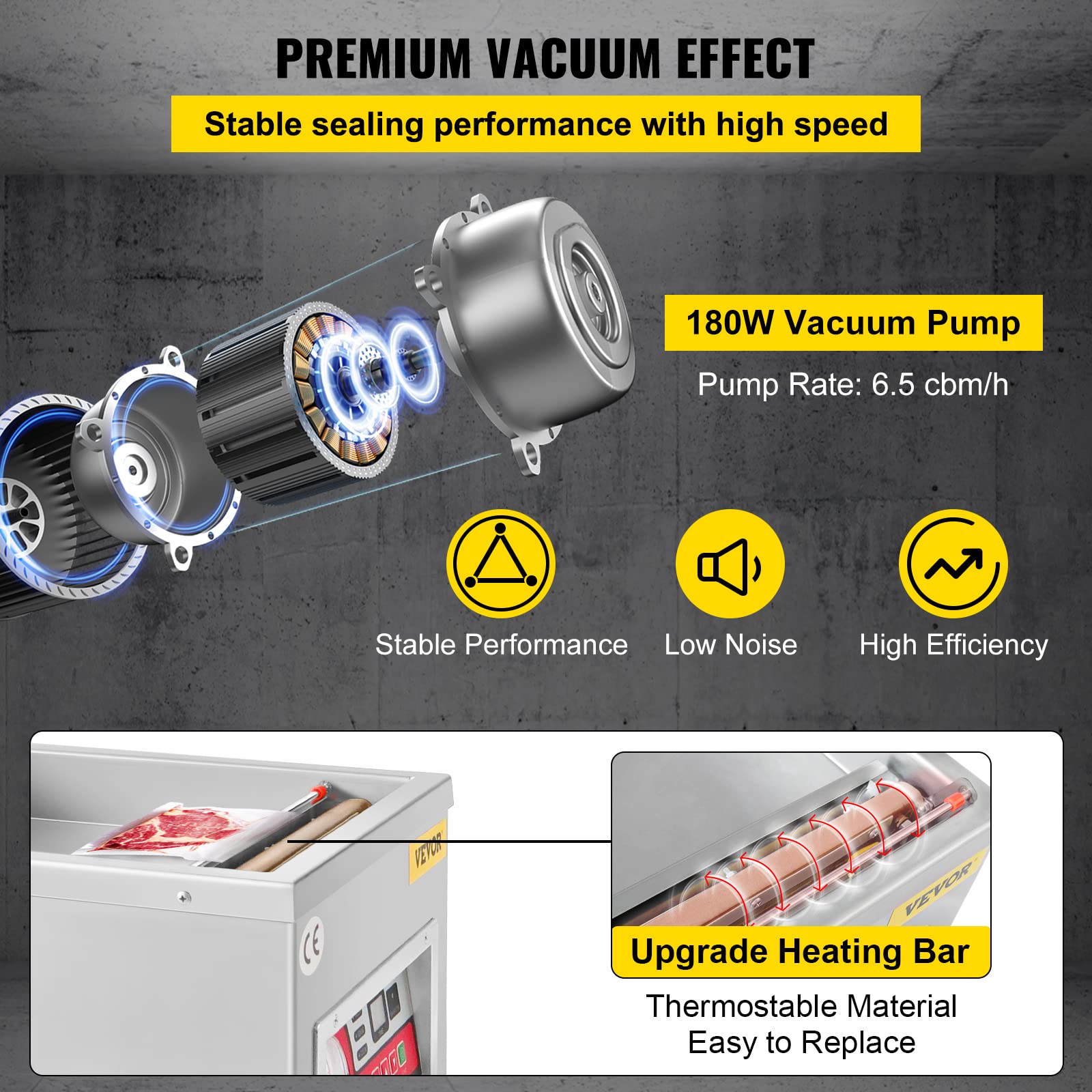 VEVOR Chamber Vacuum Sealer, DZ-260A 6.5 m³/h Pump Rate, Excellent Sealing Effect with Automatic Control, 110V Kitchen Packaging Machine for Fresh Meats, Fruit Saver, Home, Commercial Using