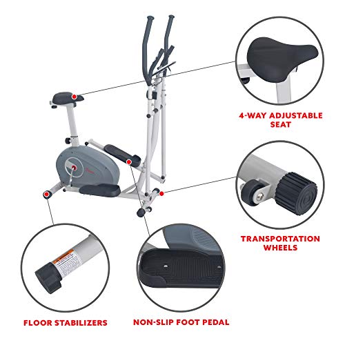 Sunny Health & Fitness 2 in 1 Magnetic Elliptical Upright Bike - SF-E3903
