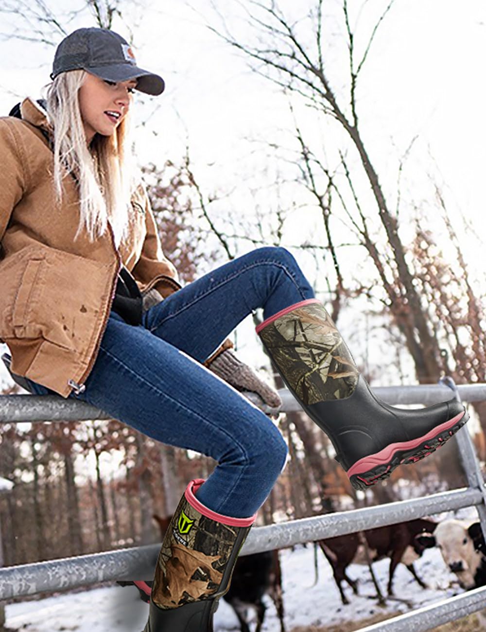 TIDEWE Hunting Boot for Women, Insulated Waterproof Durable Women's Hunting Boot, 6mm Neoprene and Rubber Outdoor Boot(Green Size 10)