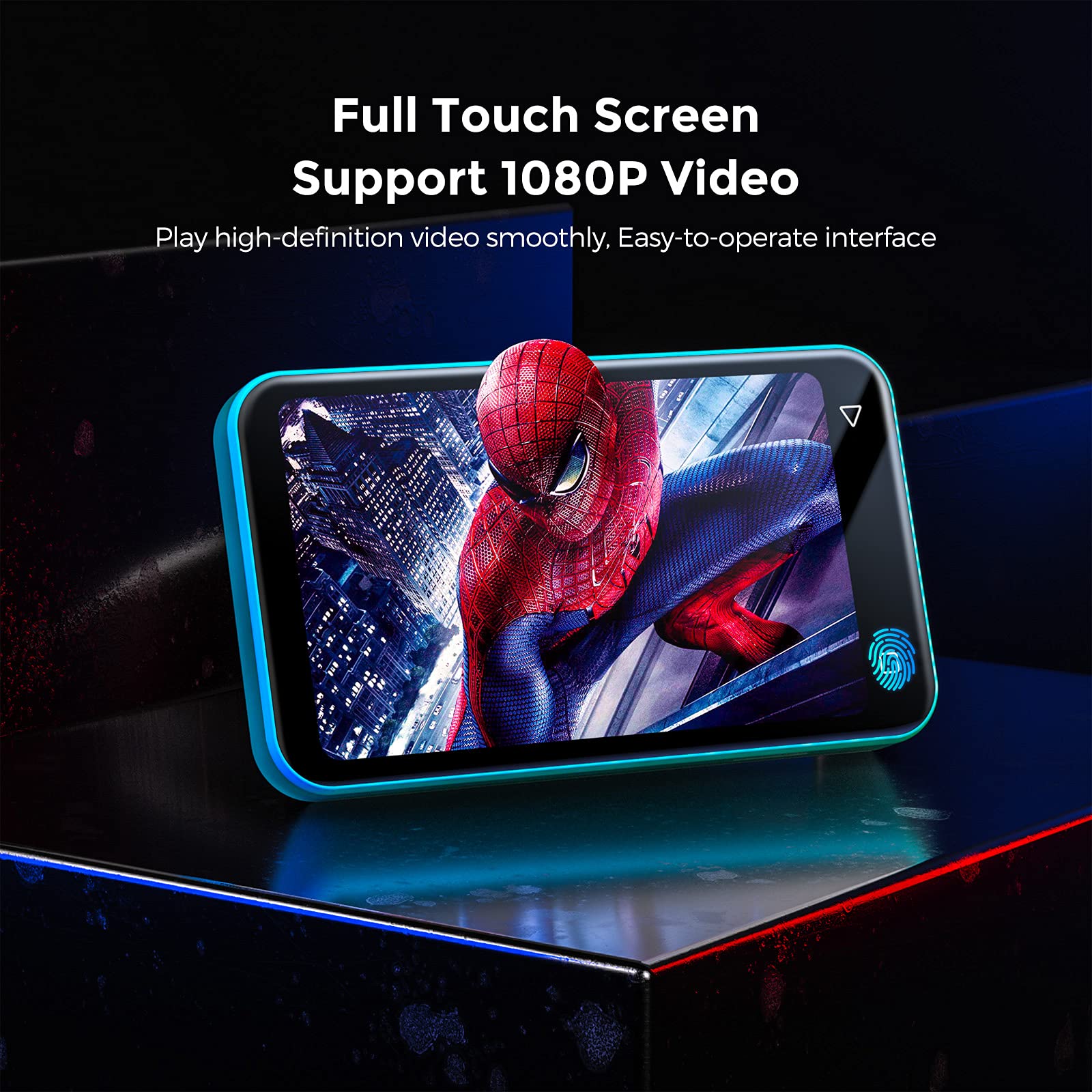 TIMMKOO 72GB MP3 Player with Bluetooth, 4.0" Full Touchscreen Mp4 Mp3 Player with Speaker, Portable HiFi Sound Music Player with Bluetooth, Voice Recorder, E-Book, Supports up to 512GB TF Card (Blue)