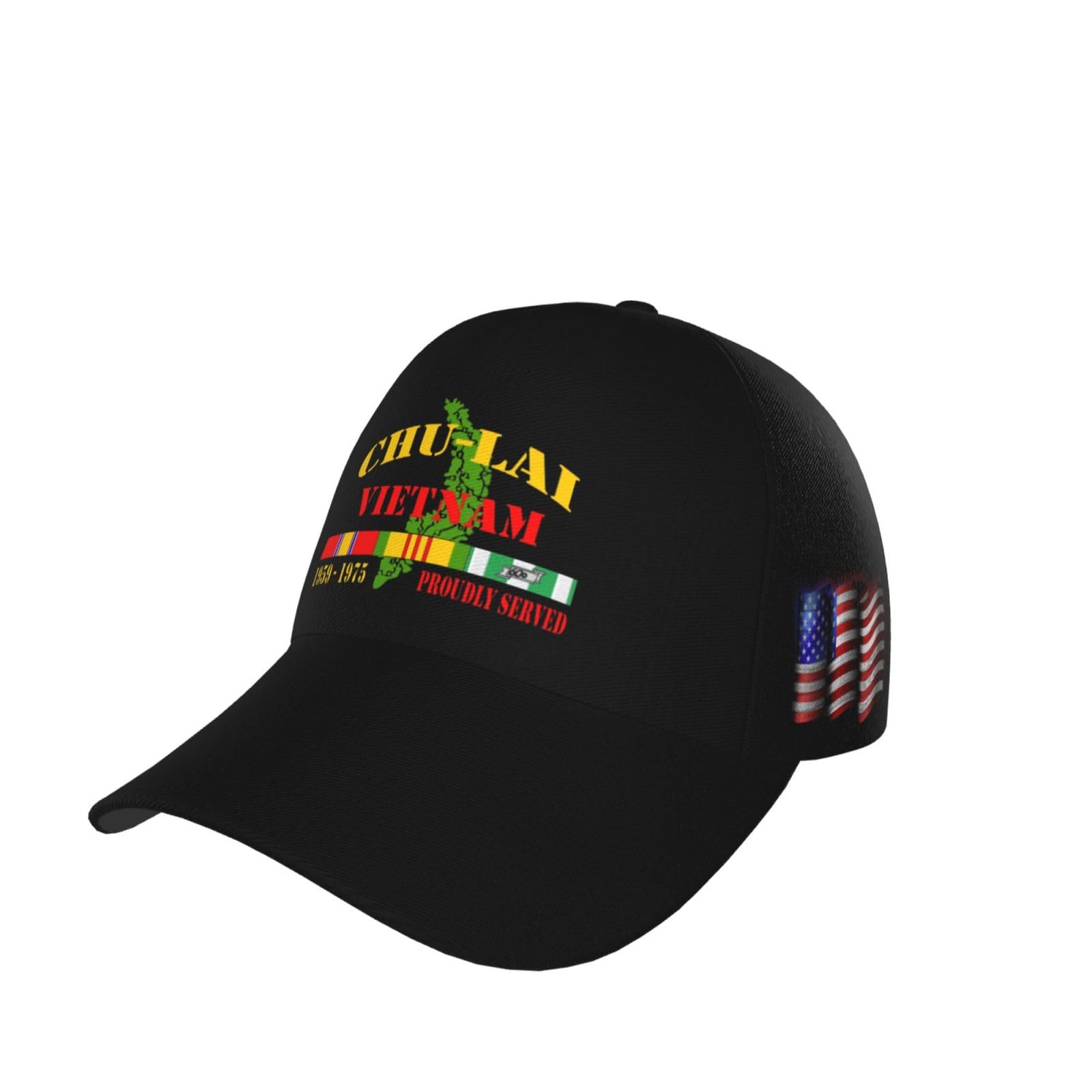 Tavos Vietnam Veteran Chu Lai Trucker Hat for Men - Baseball Snapback Cap American Flag