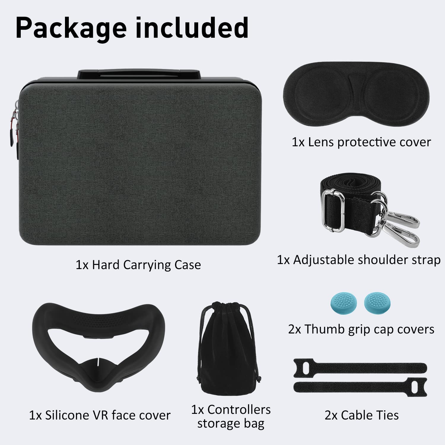 VORI Case for Meta Quest 3 and Oculus Quest 2 fit Elite Strap, with Silicone Face Cover, Portable Hard Carrying Case for Meta Quest 3 VR Headset and Controller Accessories for Travel and Home Storage