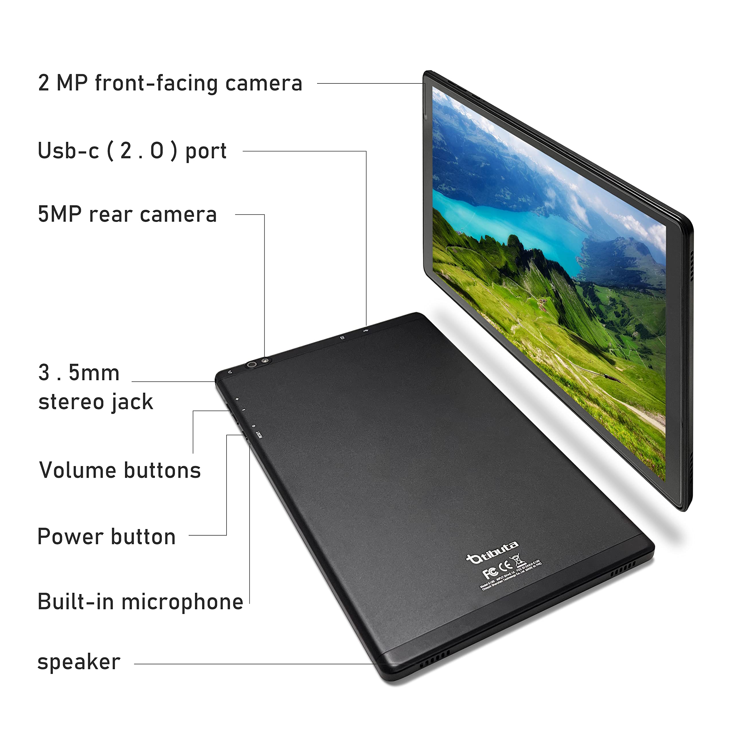 Tibuta Tablet 10 inch Android 11 Tablet, 2GB RAM 32GB ROM, Quad Core Processor,1280 * 800 IPS HD Screen, 5.0MP Front and 8.0 MP Rear Dual Camera Tablet, 5G Wi-Fi Tablet, 6000mAh Battery,Black