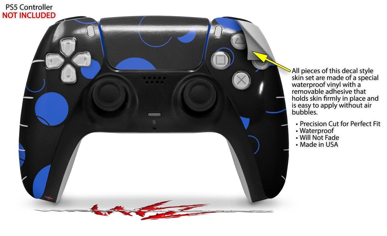 WraptorSkinz Skin Wrap compatible with Sony PS5 DualSense Controller Lots of Dots Blue on Black (CONTROLLER NOT INCLUDED)