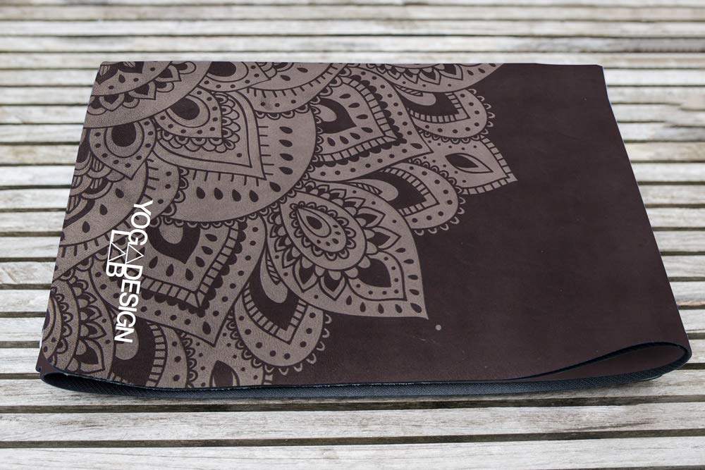 YOGA DESIGN LAB | Travel Yoga Mat | 2-in-1 Mat+Towel | Lightweight, Foldable, Eco Luxury | Ideal for Hot Yoga, Bikram, Pilates, Barre, Sweat | 1.5mm Thick | Includes Strap (Mandala Black, 1.5mm)