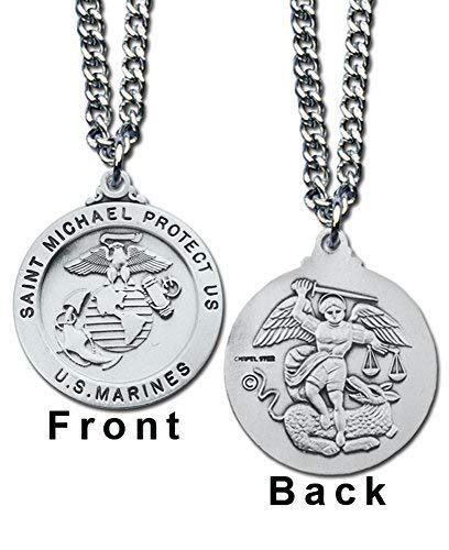 St Michael Us Marines Service Pendant Necklace & Prayer Card
