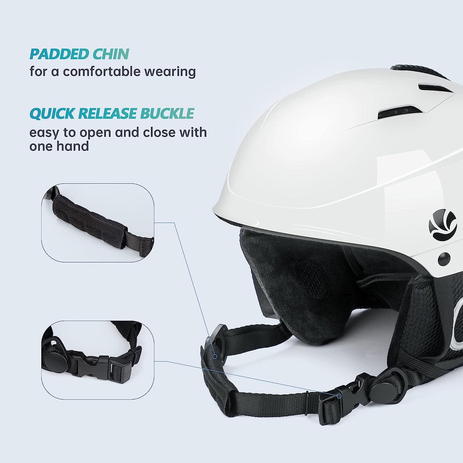 VANRORA Ski Helmet, Snowboard Helmet - Glossy White, M