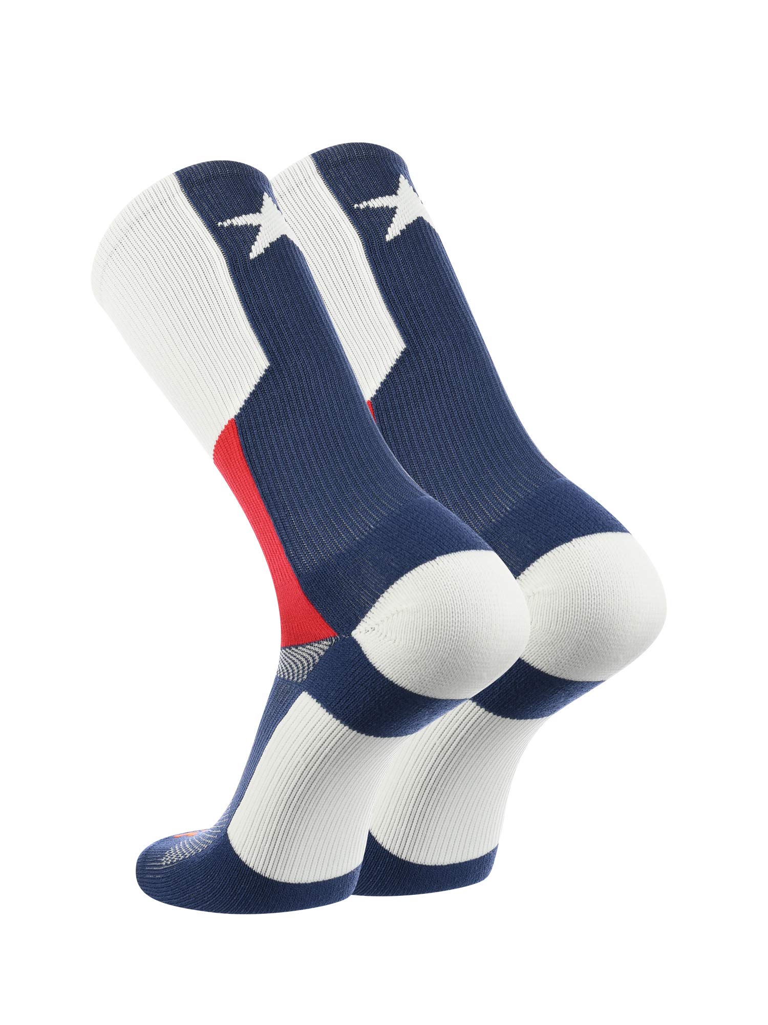 Texas Flag Crew Socks (White/Navy/Scarlet, Small)