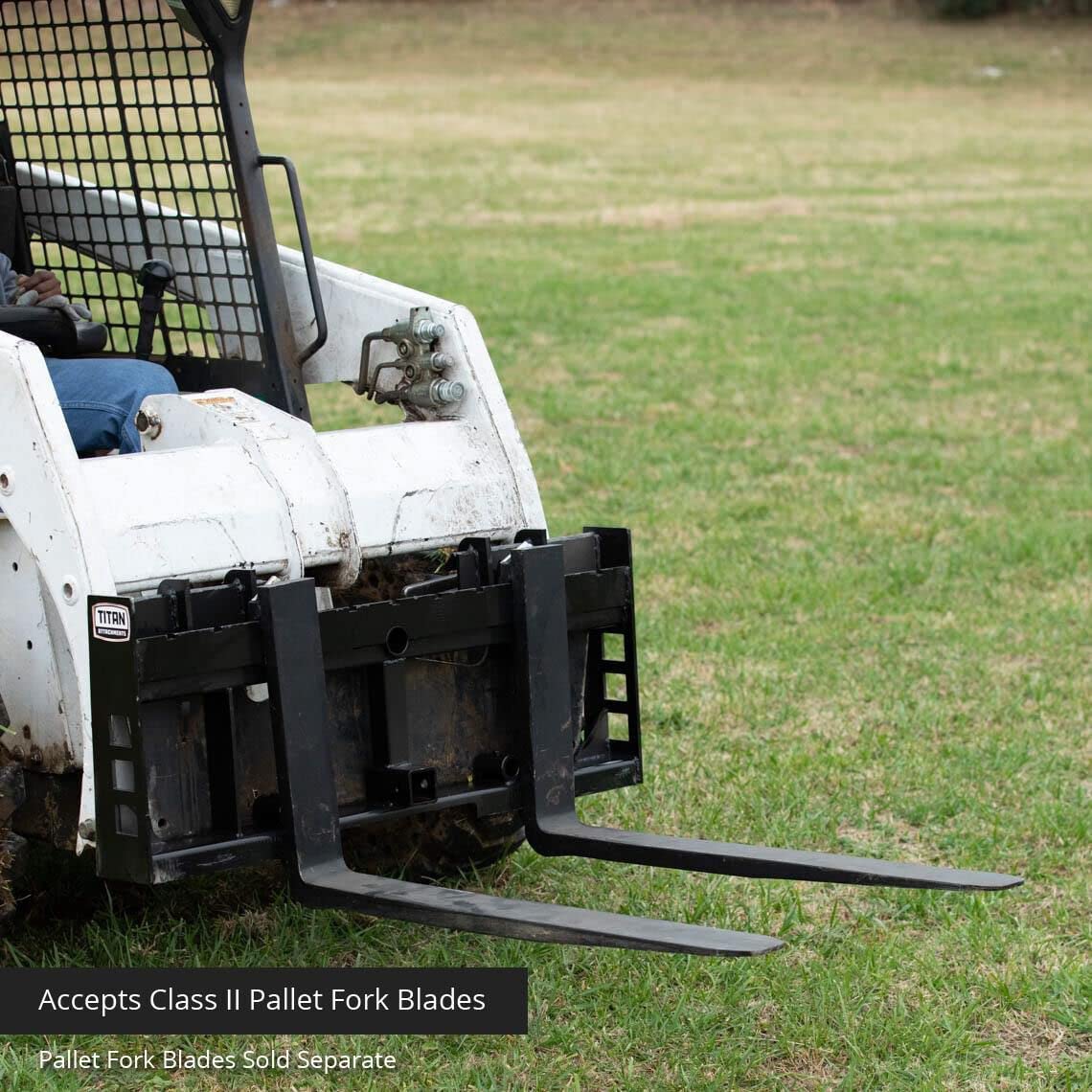 Titan Attachments Skid Steer Pallet Fork Frame Attachment, Rate 4,000 LB, Quick Tach Tractor, Receiver Hitch