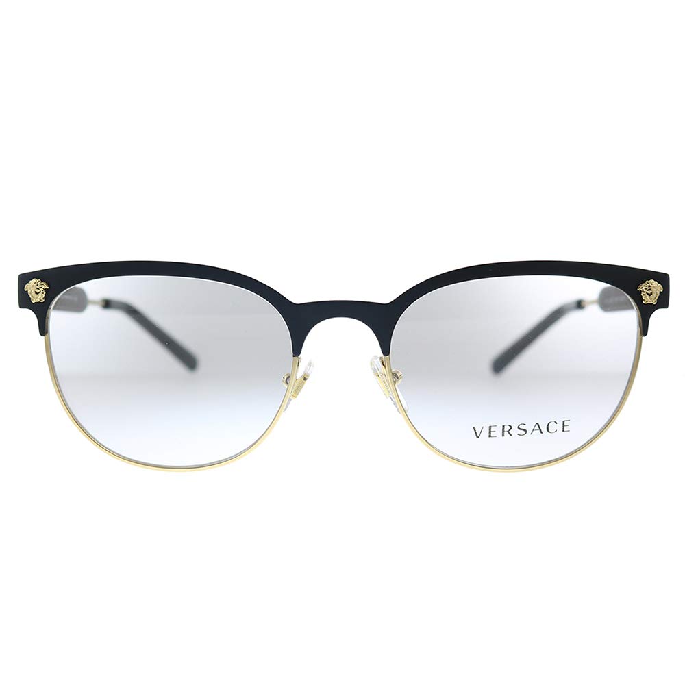 Versace VE 1268 1261_5 Matte Black Gold Metal Oval Eyeglasses 53mm